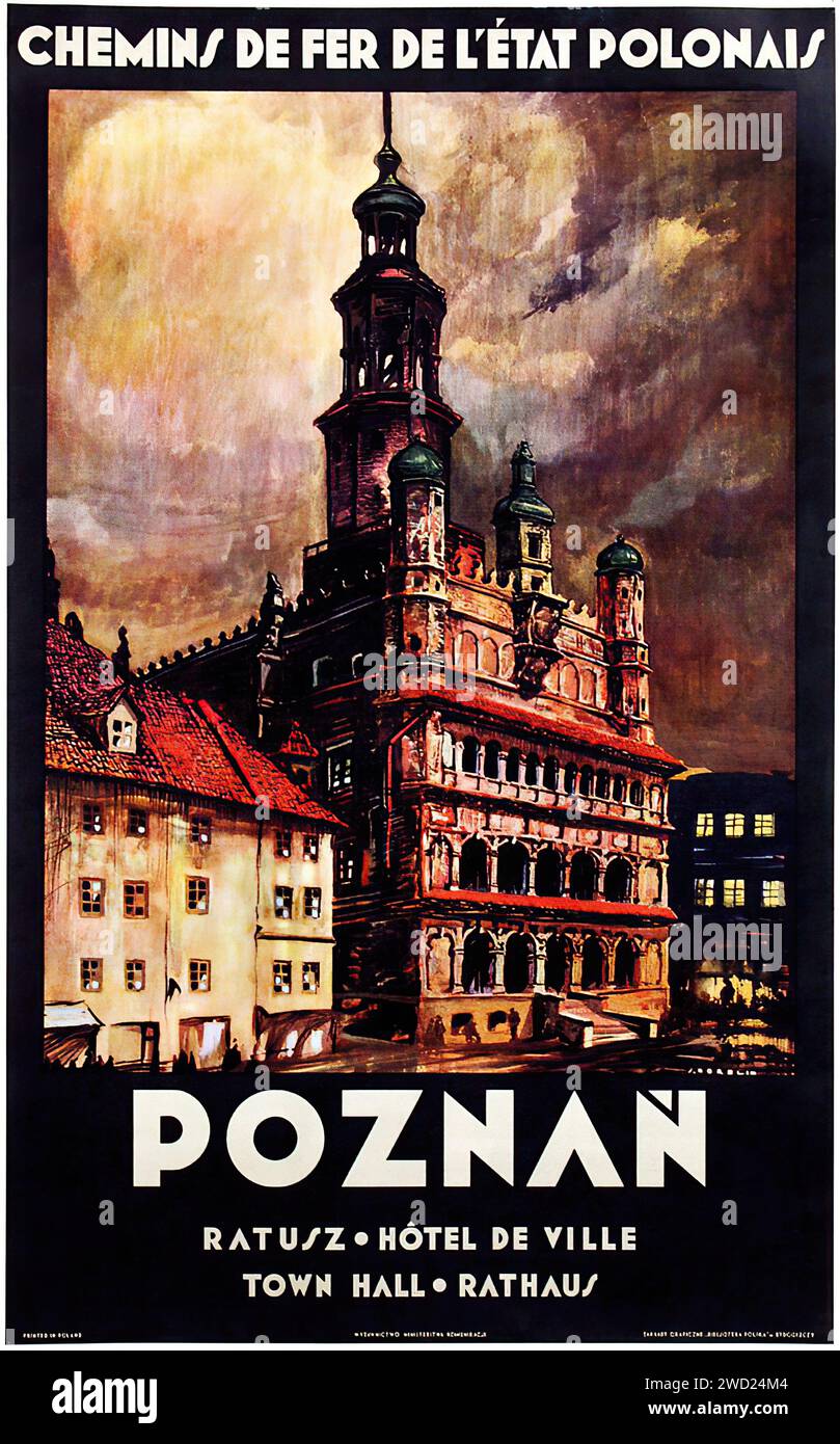 "POZNAN" "Chemin de Fer de l'État Polonais" "Ratusz - Hôtel de Ville ...