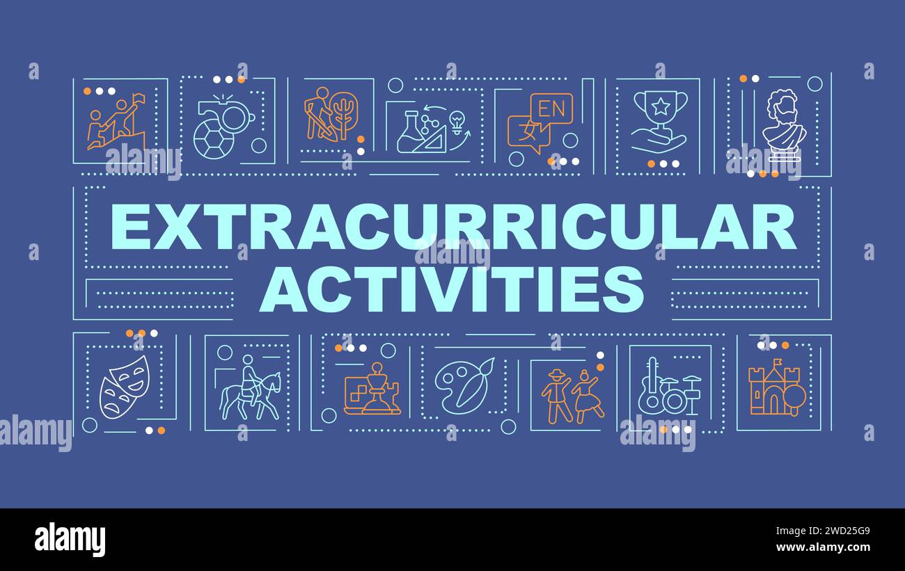 2D extracurricular activities text with creative line icons Stock Vector Image & Art - Alamy