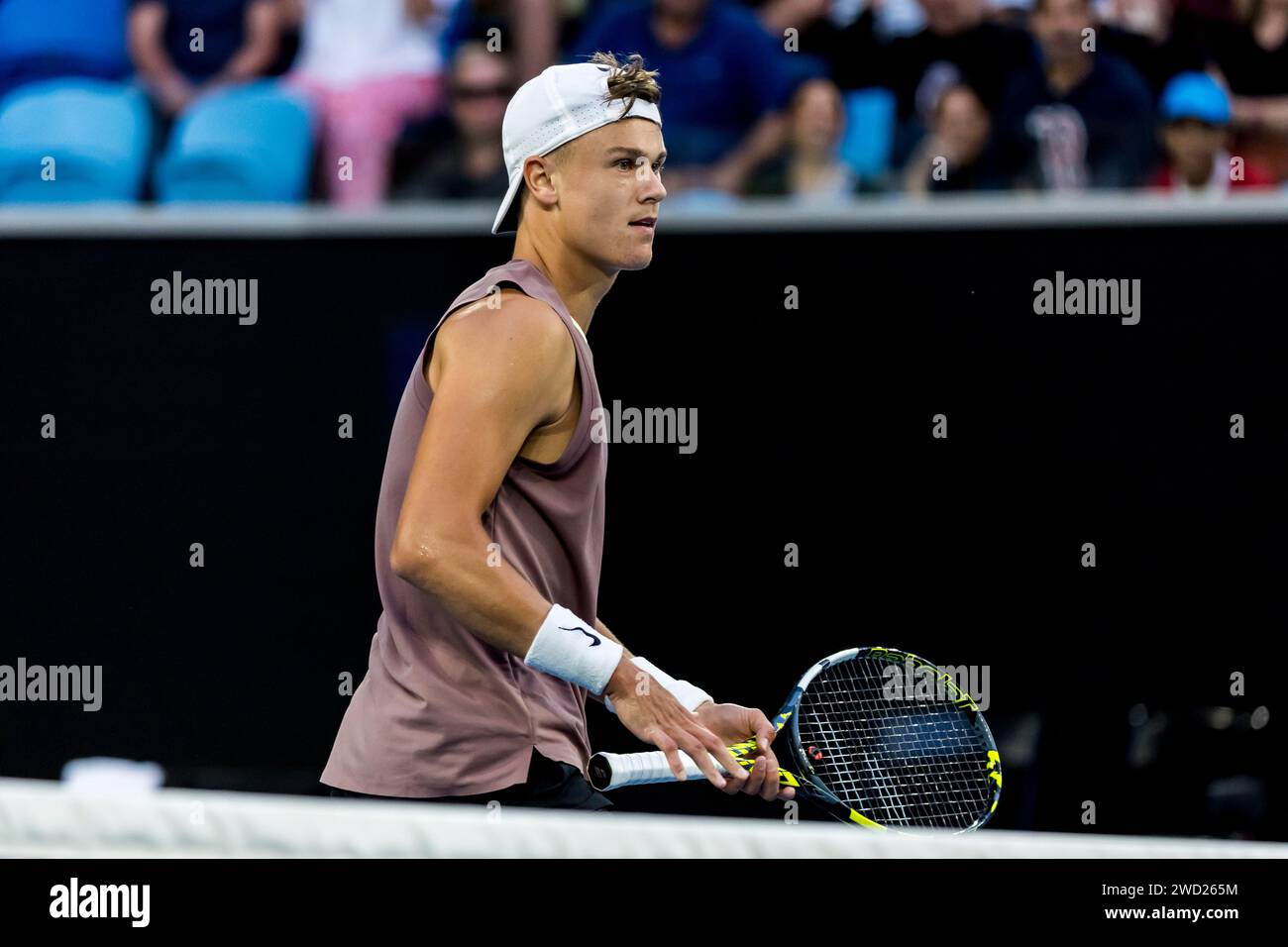 MELBOURNE, VIC - JANUARY 18: Holger Rune of Denmark in action during ...