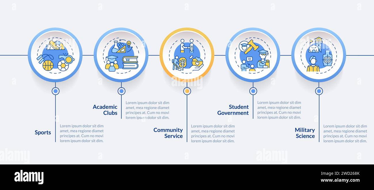 2D colorful extracurricular activities layout with icons Stock Vector ...