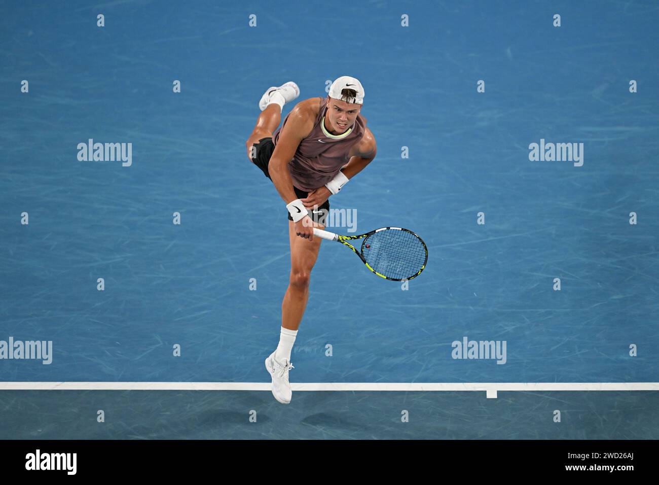 Melbourne, Australia. 18th Jan, 2024. Holger Rune of Denmark in action ...