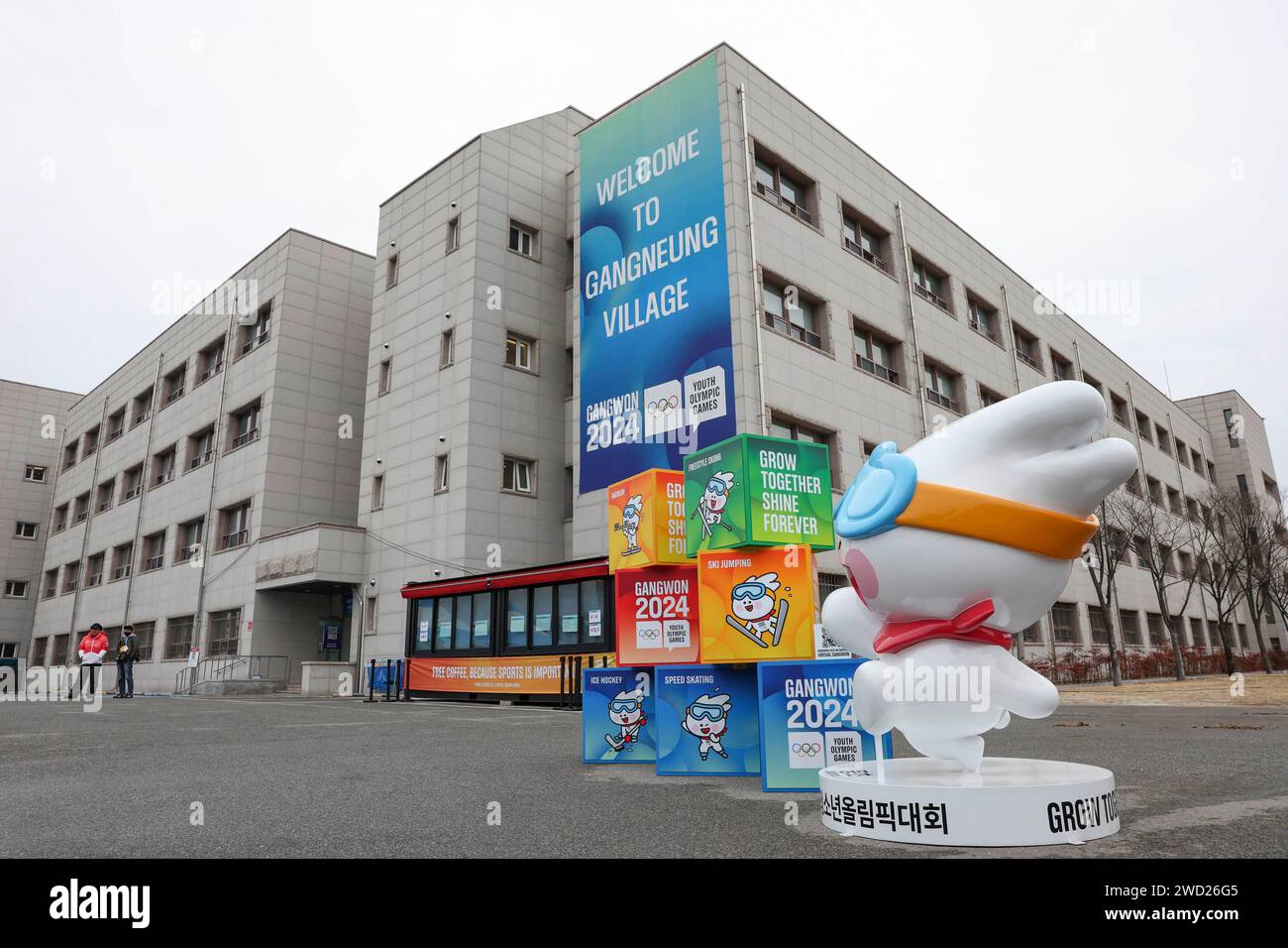Gangneung, South Korea. 18th Jan, 2024. Mascot Moongcho is seen in the ...