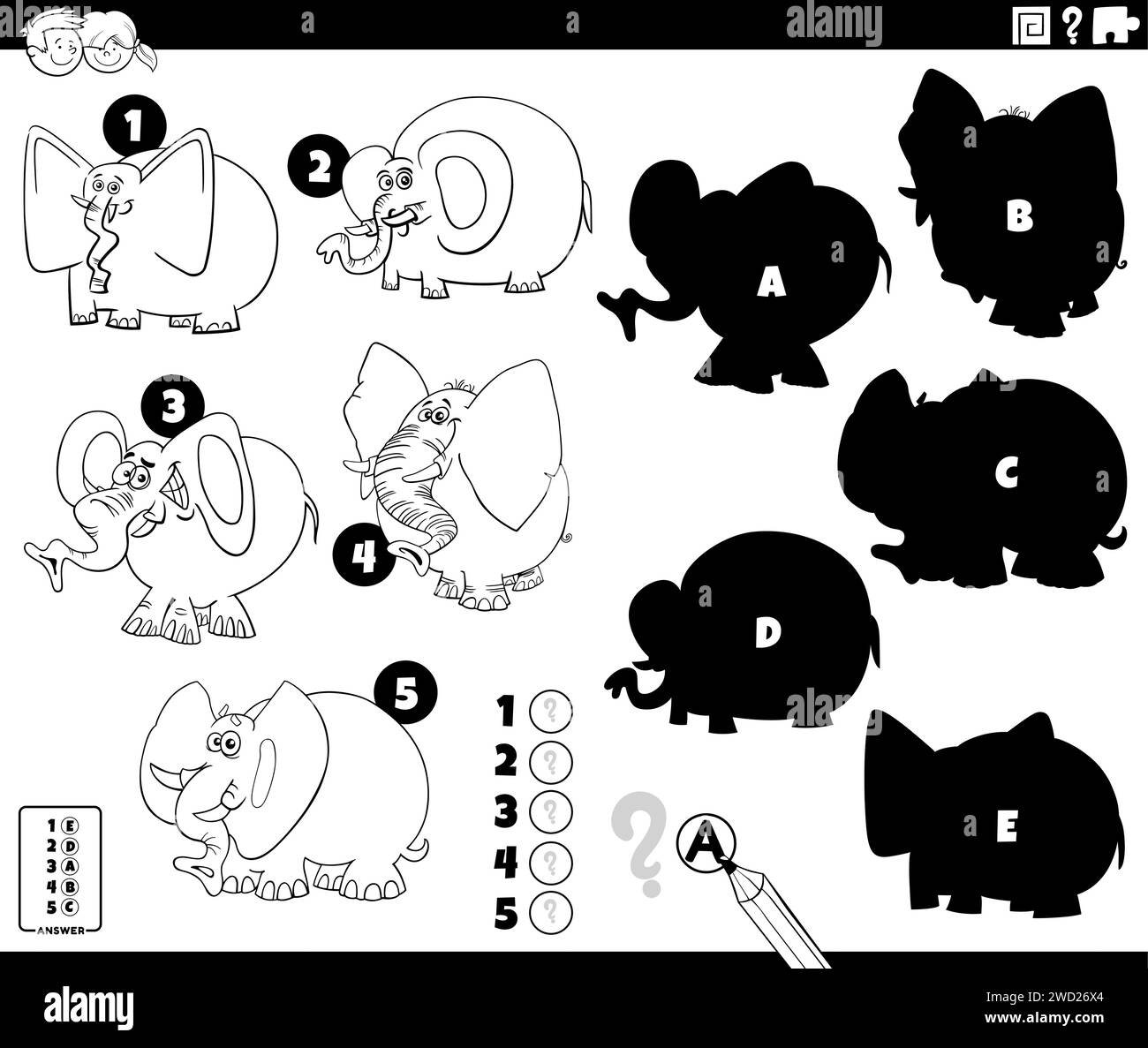 cartoon illustration of finding the right shadows to the pictures ...