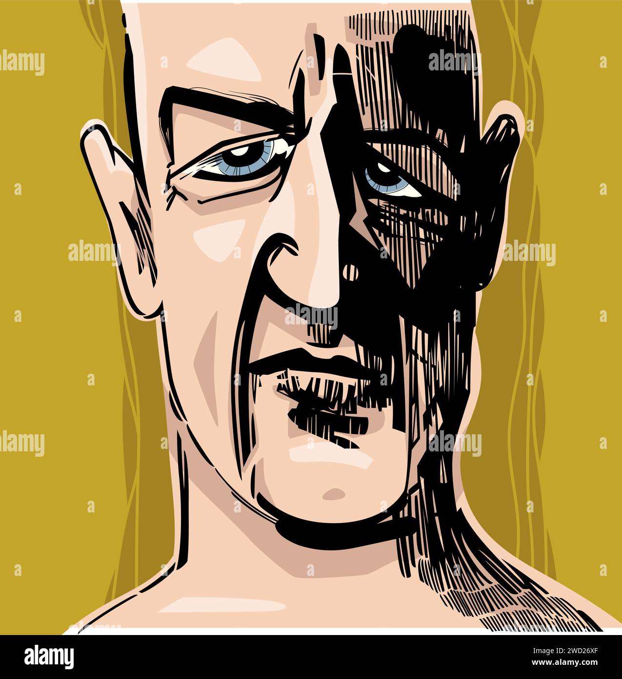 artistic drawing illustration of wise adult man face Stock Vector Image ...