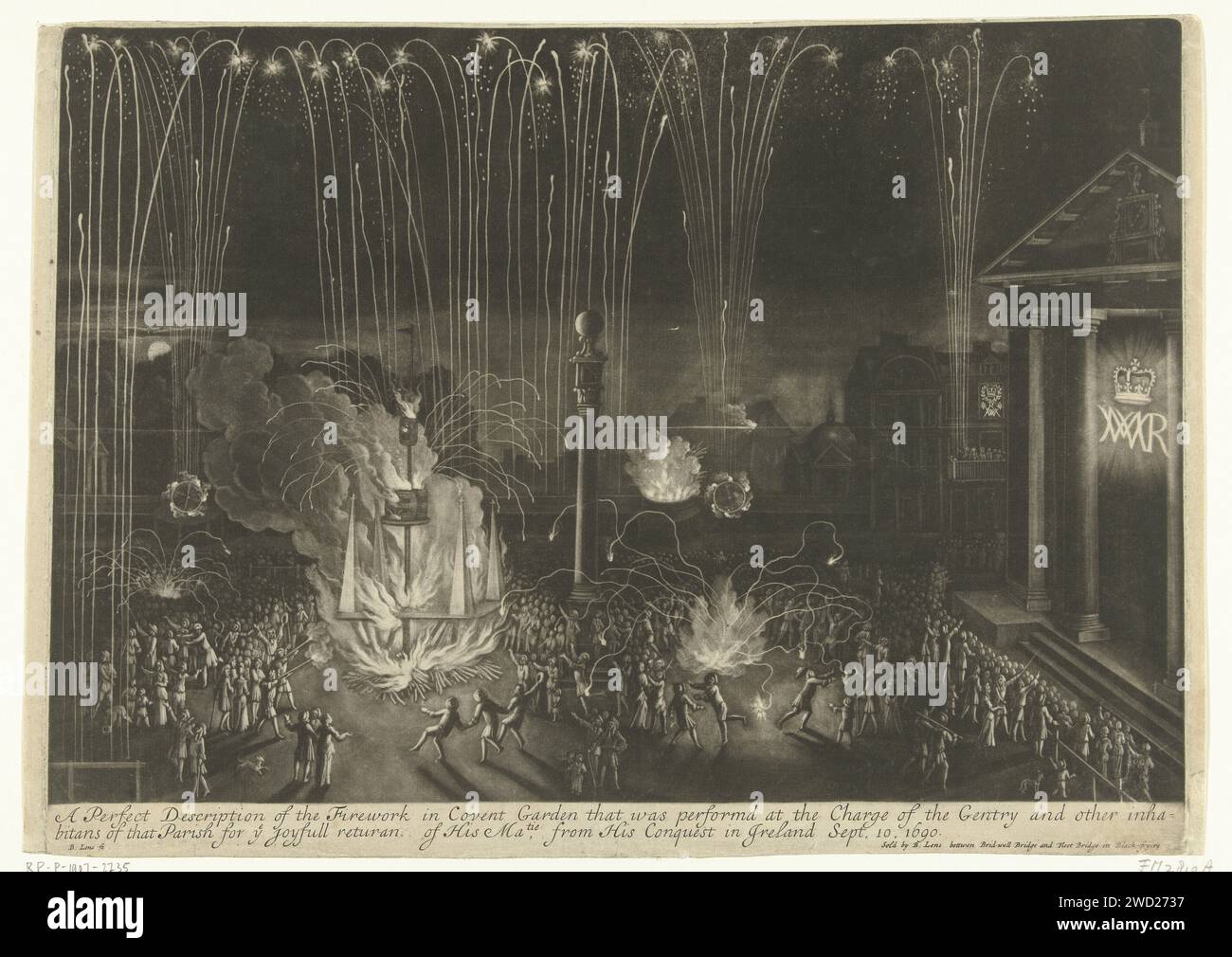 Fireworks in Covent Garden, 1690, Bernard Lens (II), 1690 print Night ...