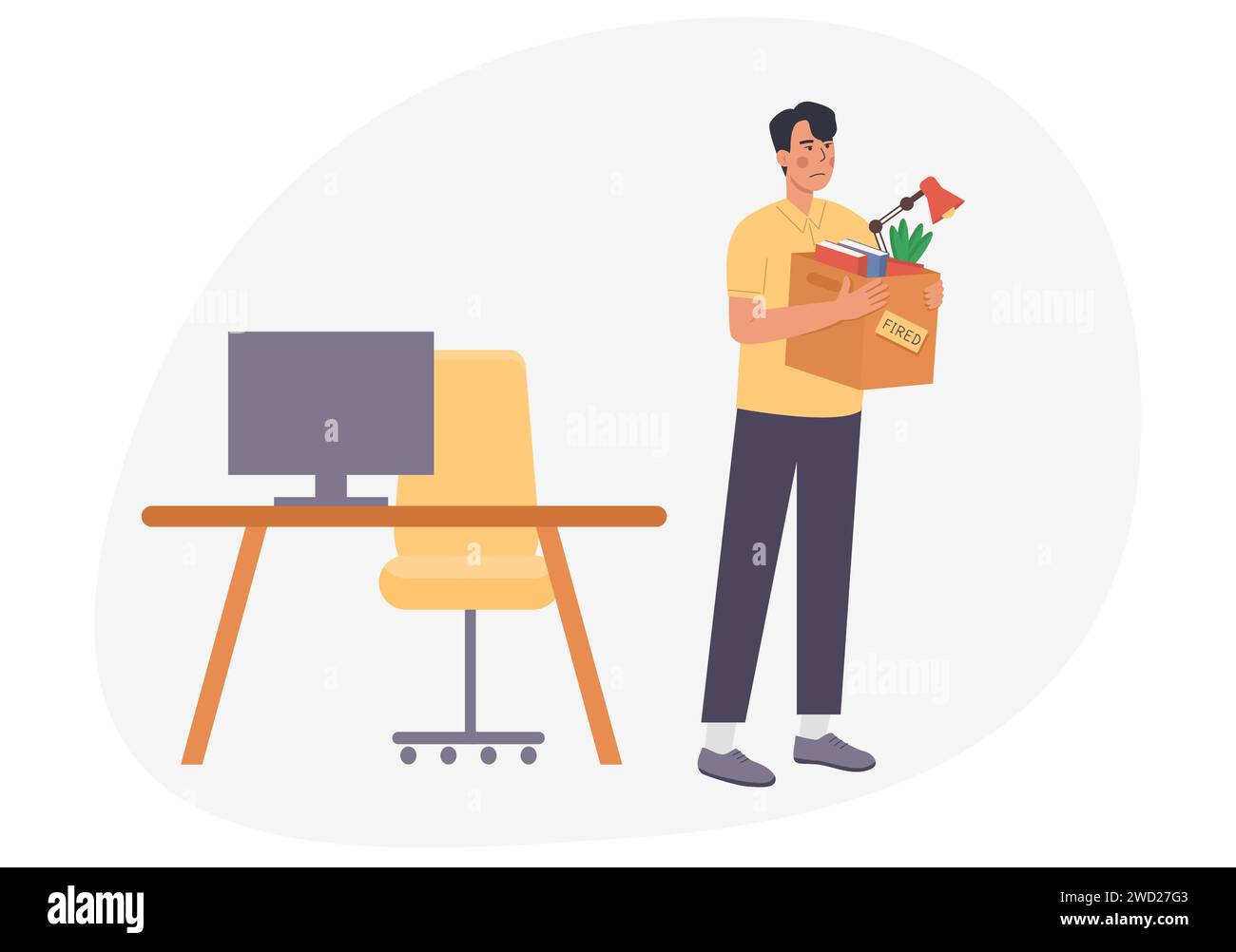 Concept of employee fired from work. Loss job. Dismissed man carrying ...