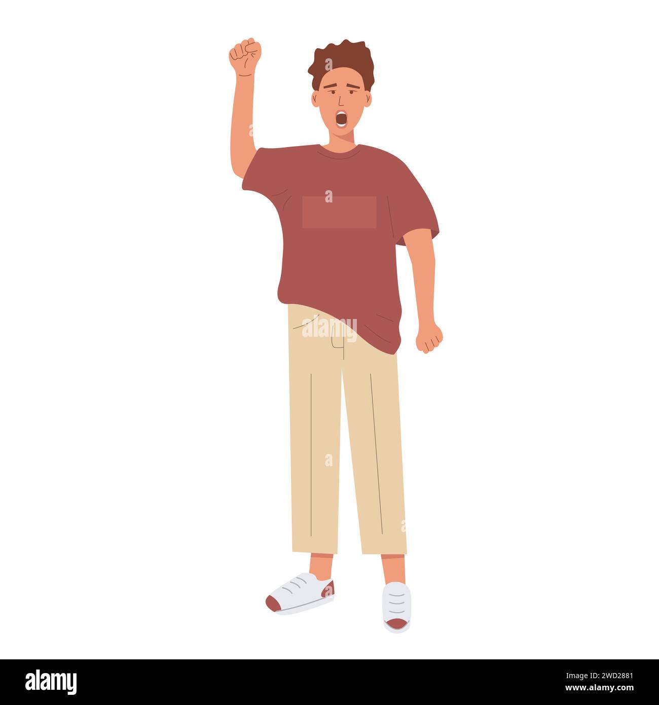 Modern caucasian angry man protesting against violence, injustice ...