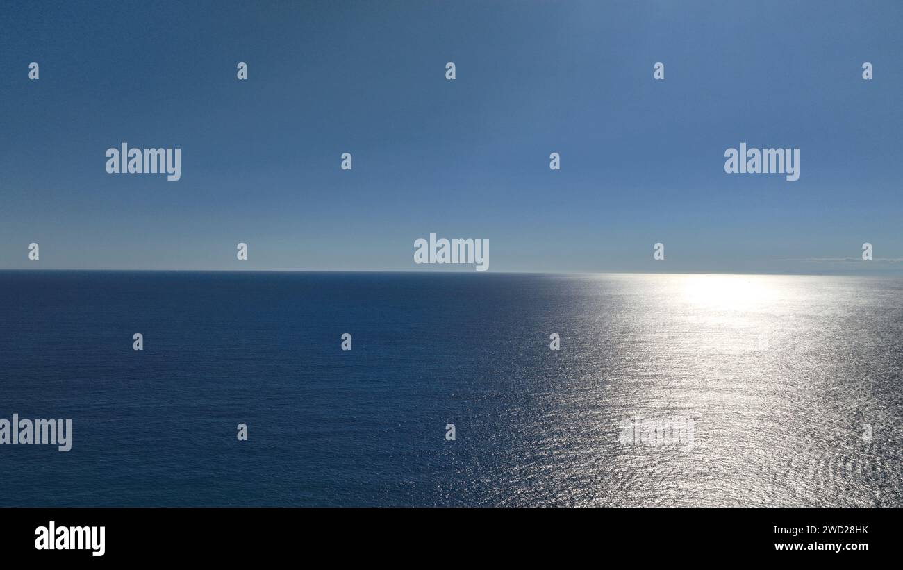 nature landscape clear sea on the horizon going into a cloudless sky ...