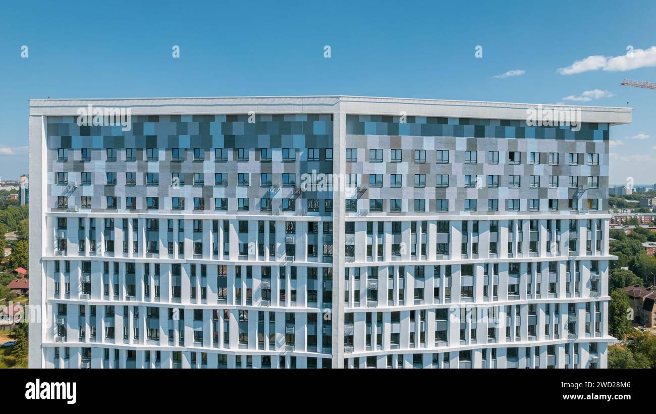 New building facade in housing complex. Modern style in architecture ...