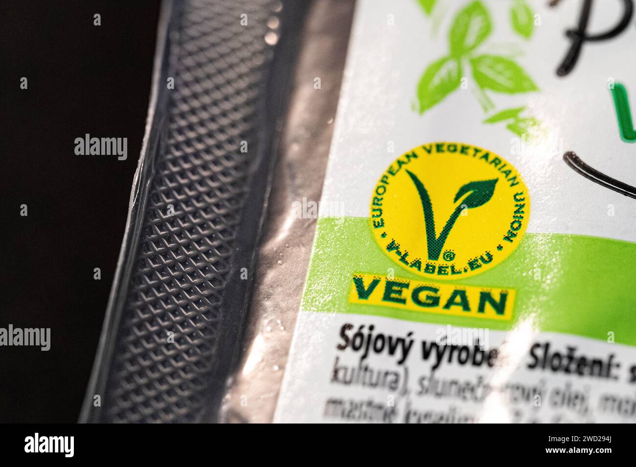 Vegan food, tofu. V-Label is the European Vegetarian Union's uniform ...