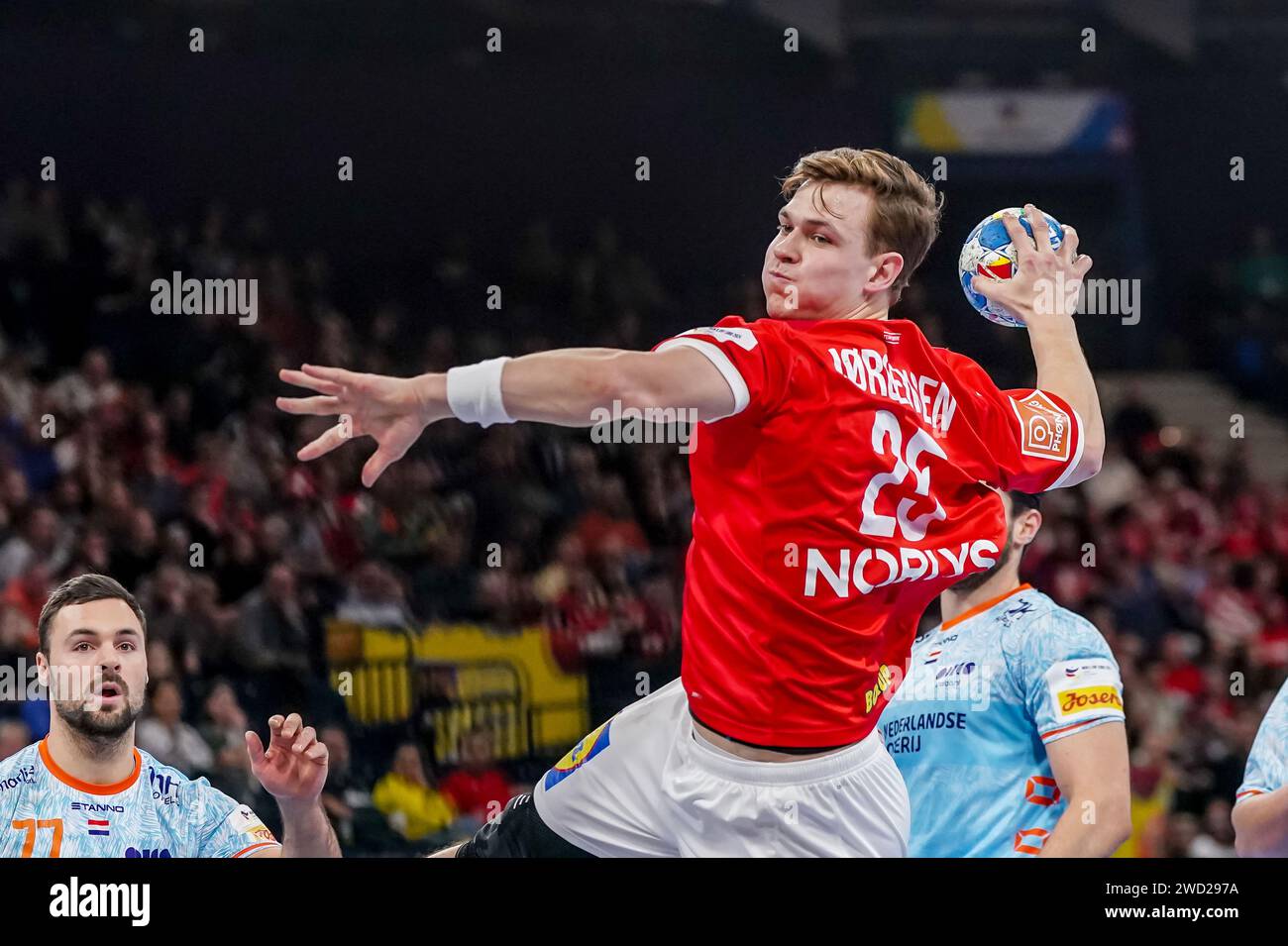 Hamburg, Germany, January 17, 2024, Lukas Lindhard Jorgensen of Denmark ...
