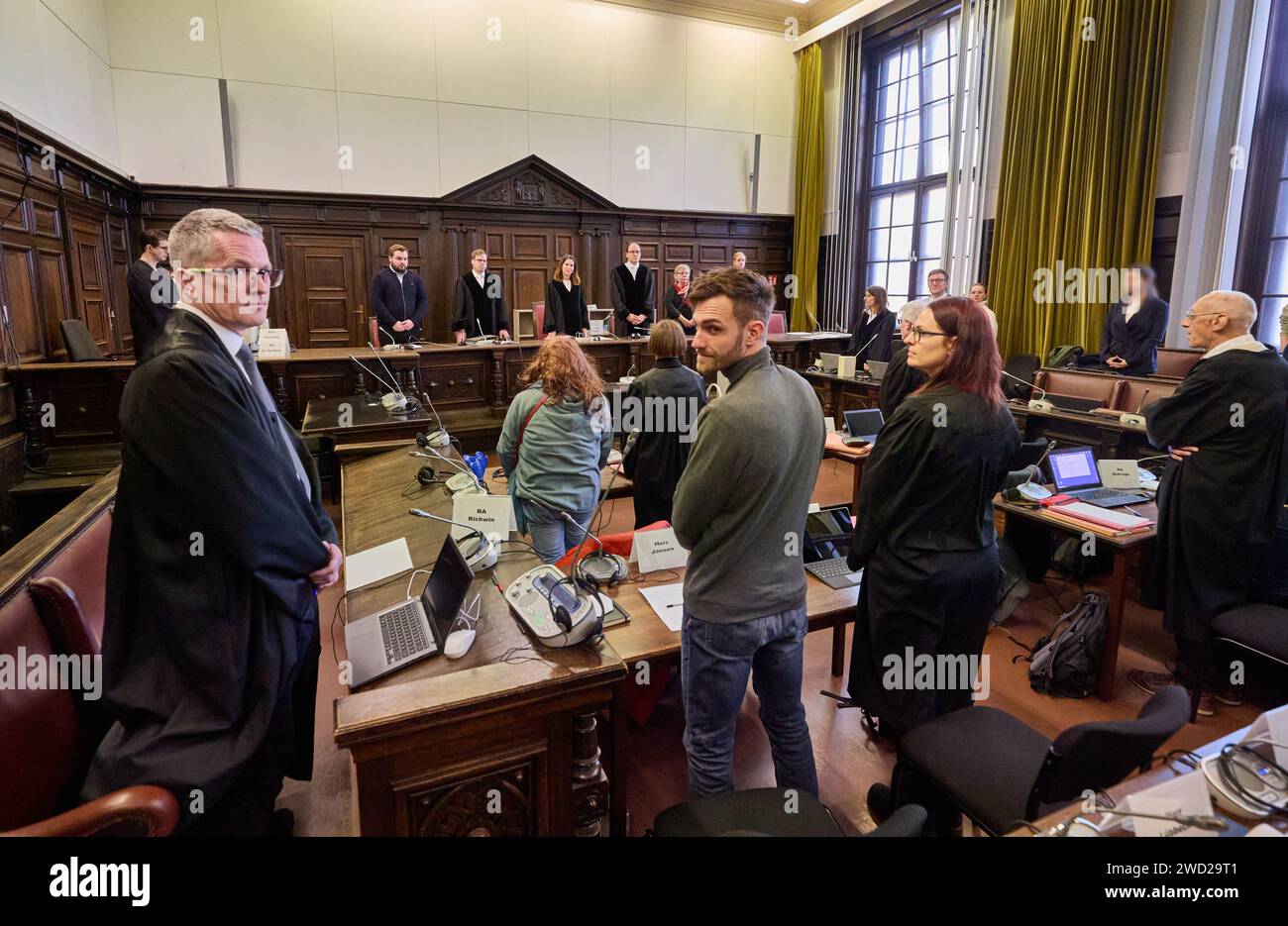18 January 2024, Hamburg: The defendant Nils Jansen (M), the judges ...