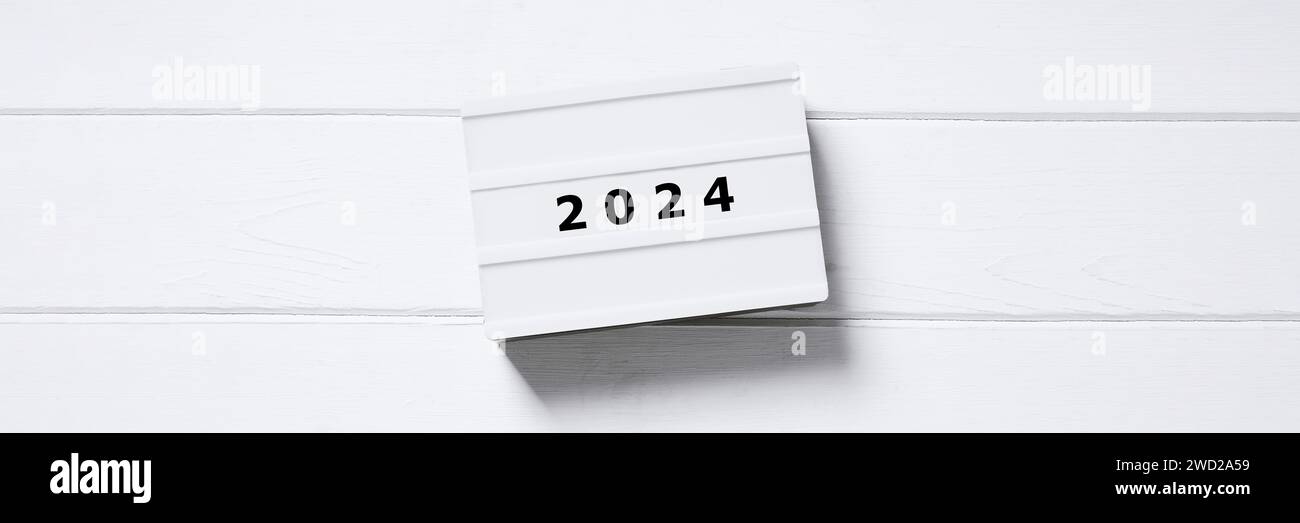 year 2024 minimalist white web banner or header Stock Photo - Alamy