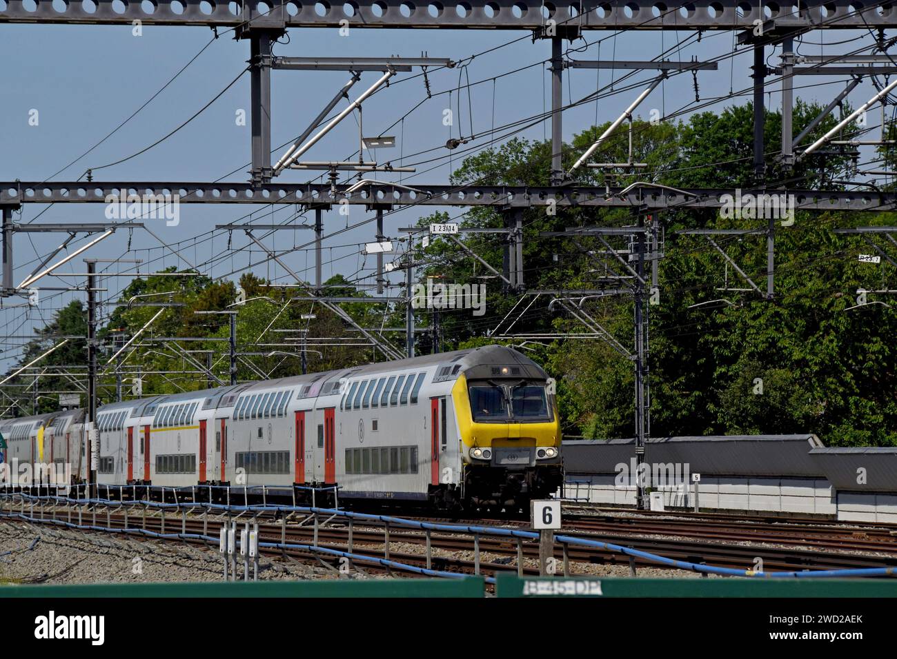 Belgian Railways M7 electric train near Herent, Belgium, May 2023 Stock ...