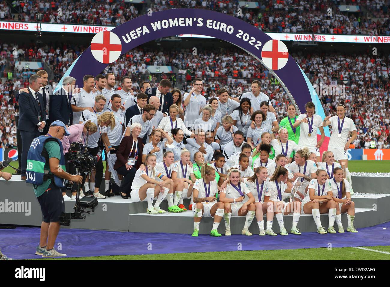 England squad celebrate winning UEFA Women's Euro Final 2022 England v ...