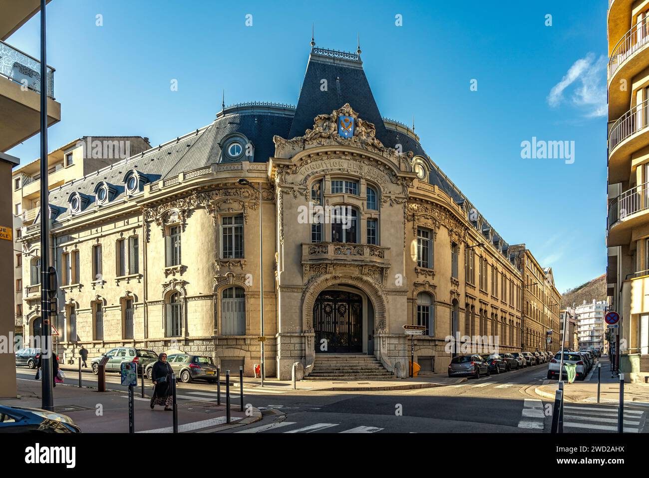 The facade of the historical building, national monument, of the Stock ...