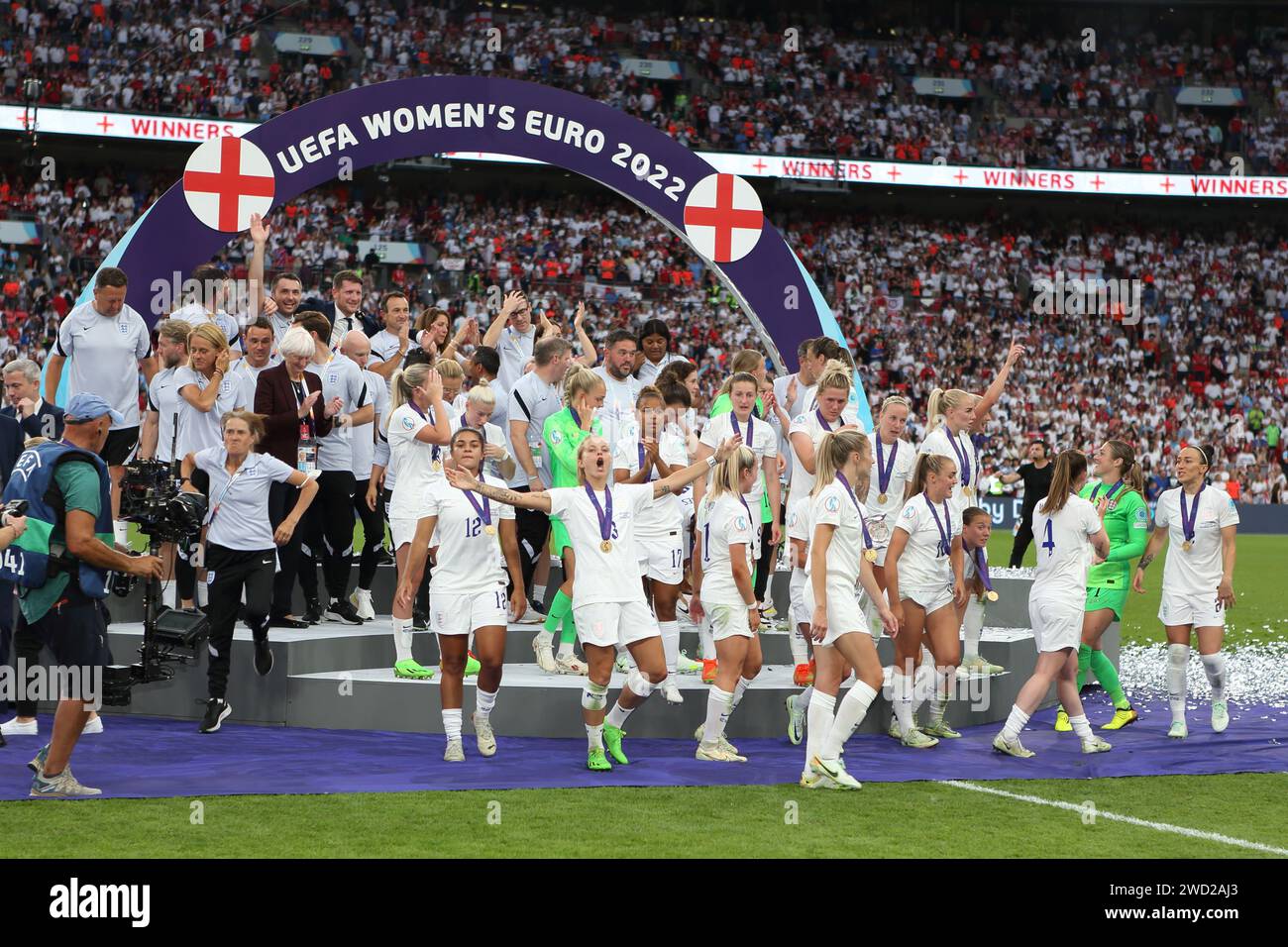 England squad celebrate winning UEFA Women's Euro Final 2022 England v ...