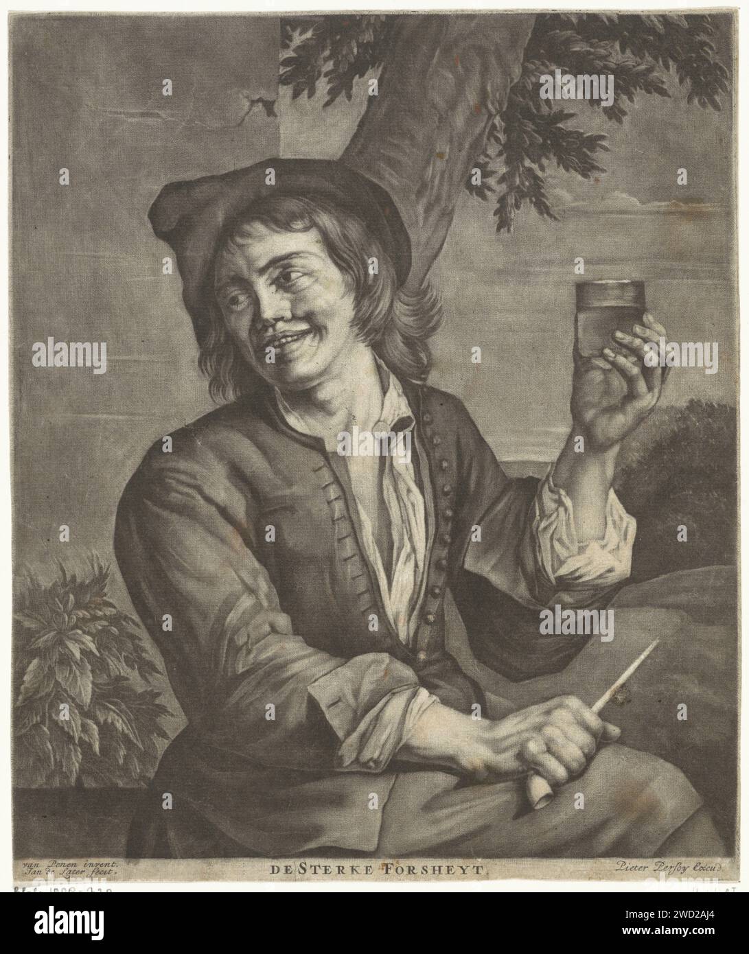 Man with a glass and a pipe, Jan de Later, after Jan van Pee, 1680 ...