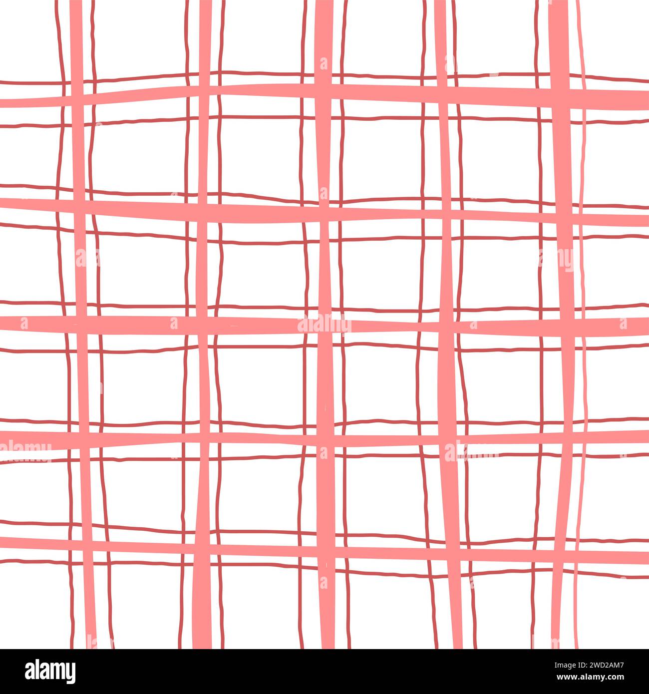 Hand drawn cute squiggle grid. doodle white, red, pink wavy pattern ...
