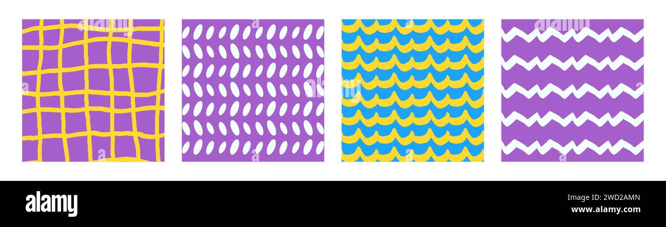 Simple Geometric Hand Drawn Irregular Patterns.Cute Colored Doodle ...