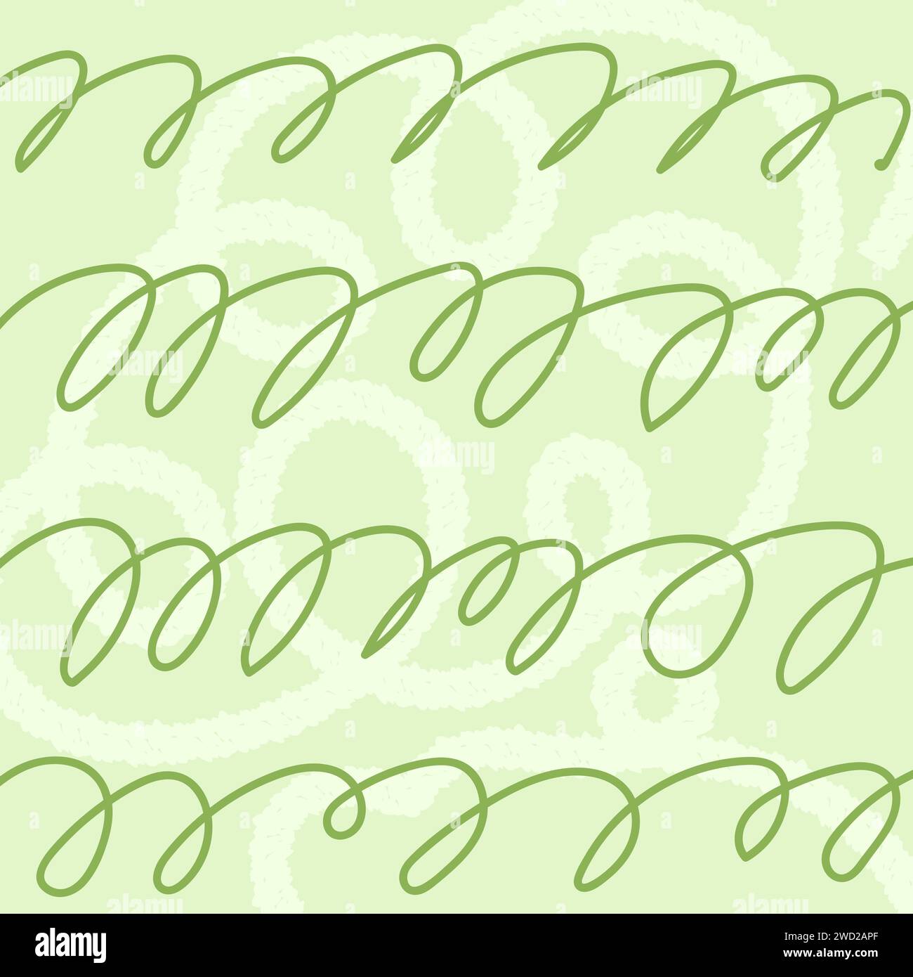 Hand drawn cute squiggle grid. doodle green, pale, grey wavy pattern ...