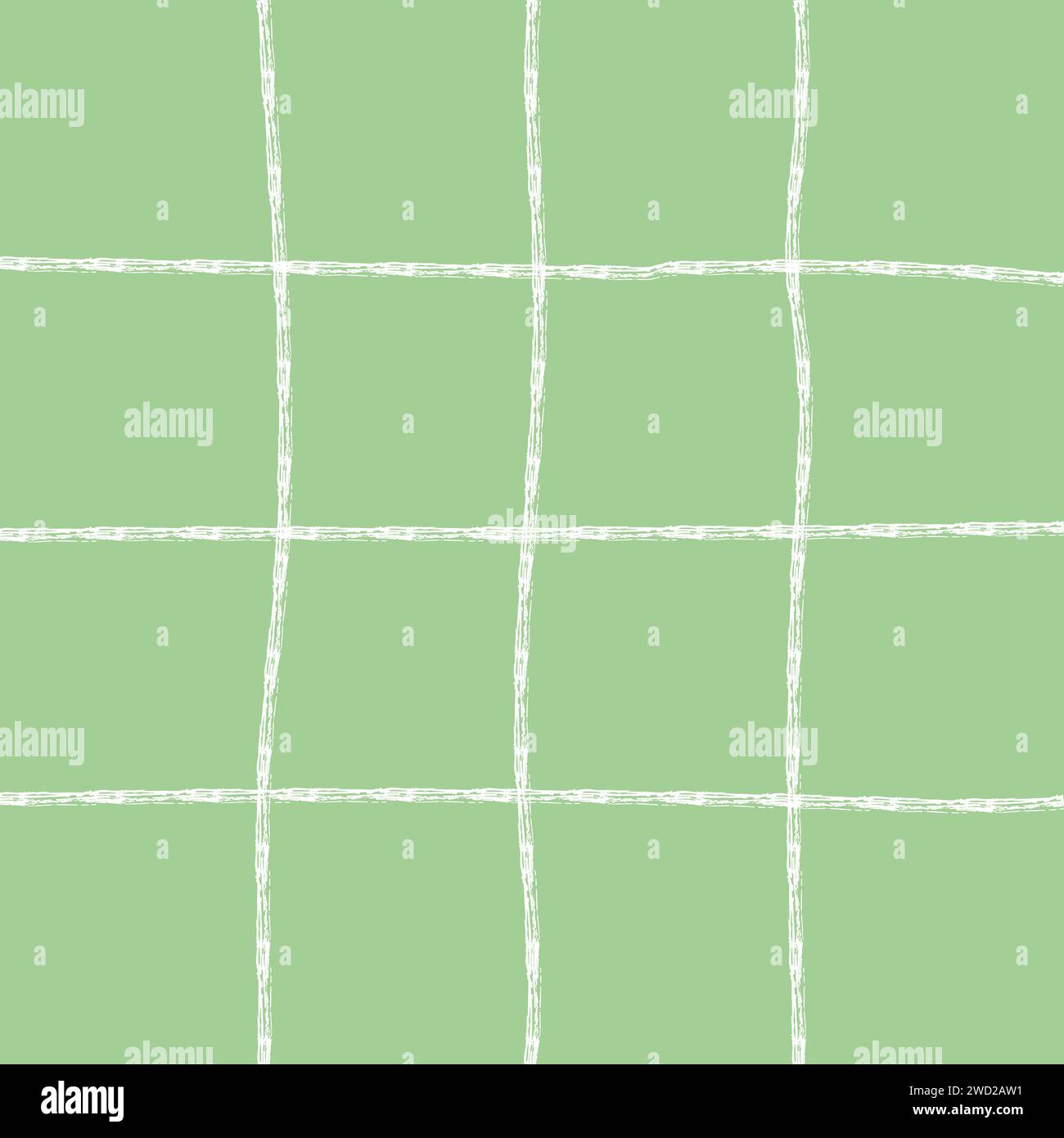 Hand drawn cute grid. doodle green, white plaid pattern with Checks ...