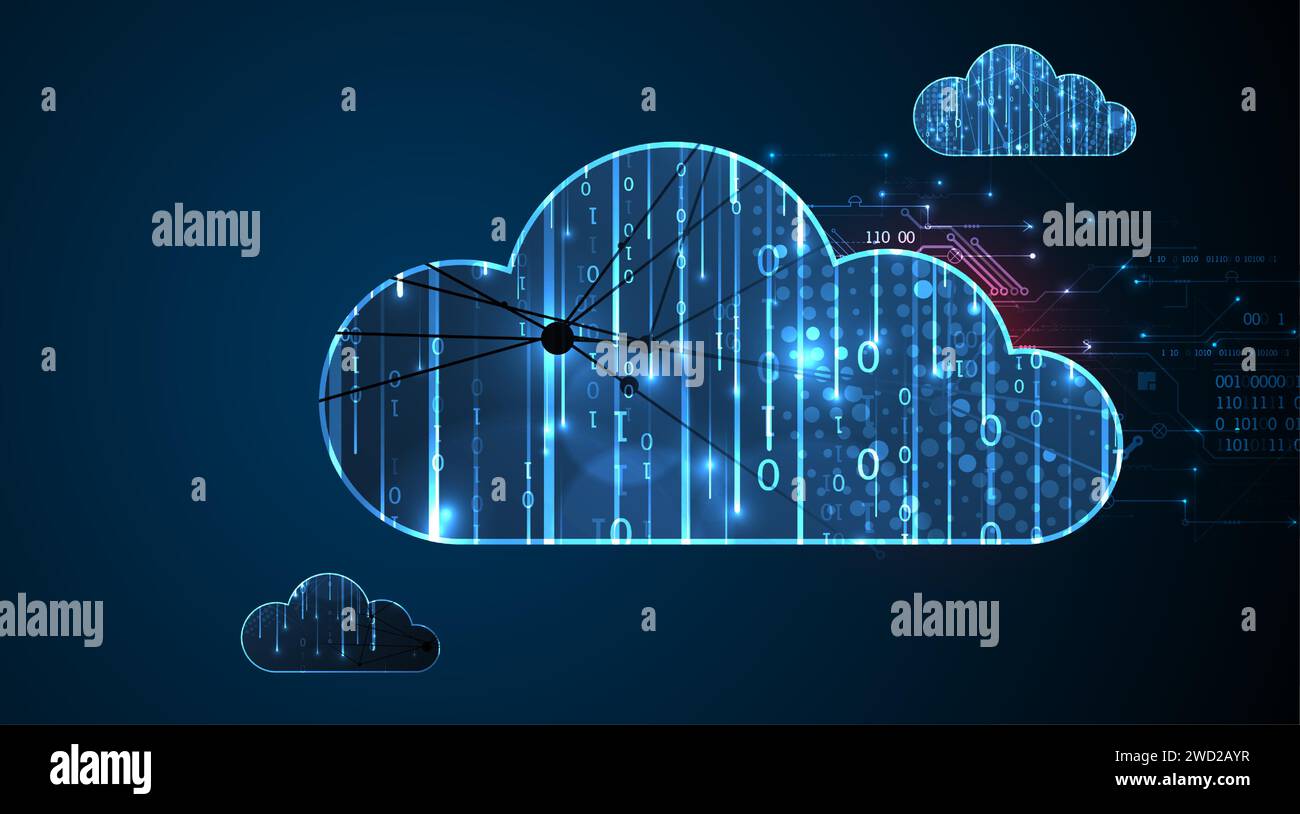 Cloud computing concept.Abstract connection technology background. Hand drawn vector Stock ...