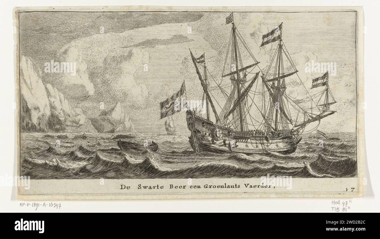 The ship De Zwarte Beer, Reinier Nooms, 1652 - 1654 print The black ...