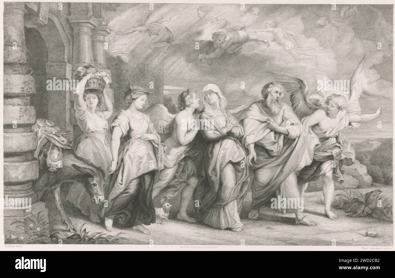 Flight of Lot and his family from Sodom, Ferdinand Leenhoff, after ...