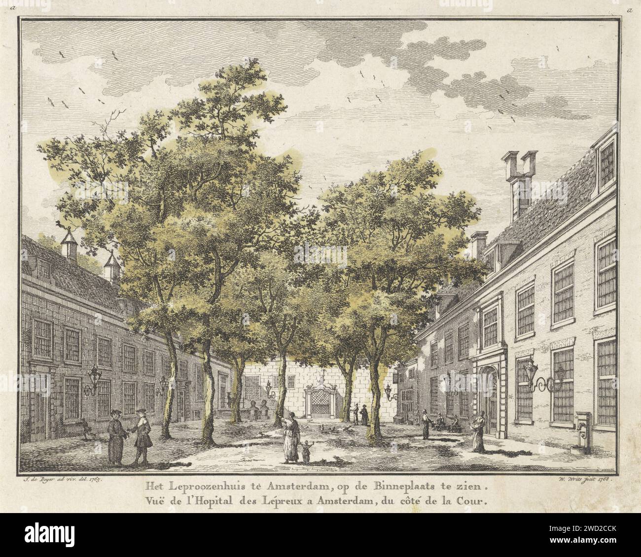 View of the courtyard of the Leprozenhuis in Amsterdam, Willem Writs ...