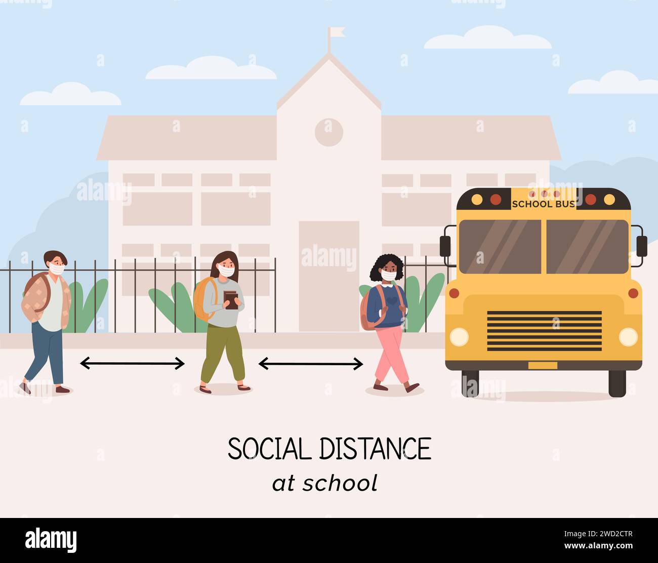 Social distancing at school after pandemia. Back to school concept ...