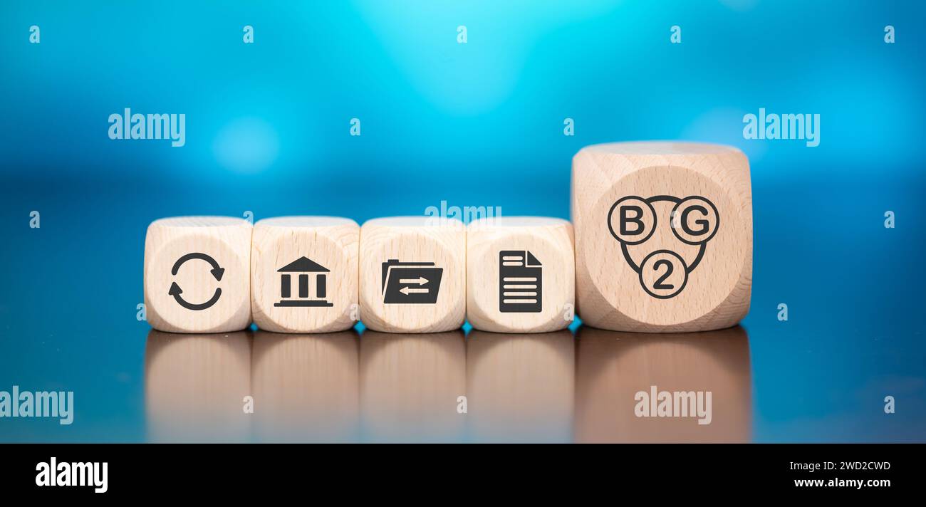 Wooden blocks with symbol of b2g concept on blue background Stock Photo ...