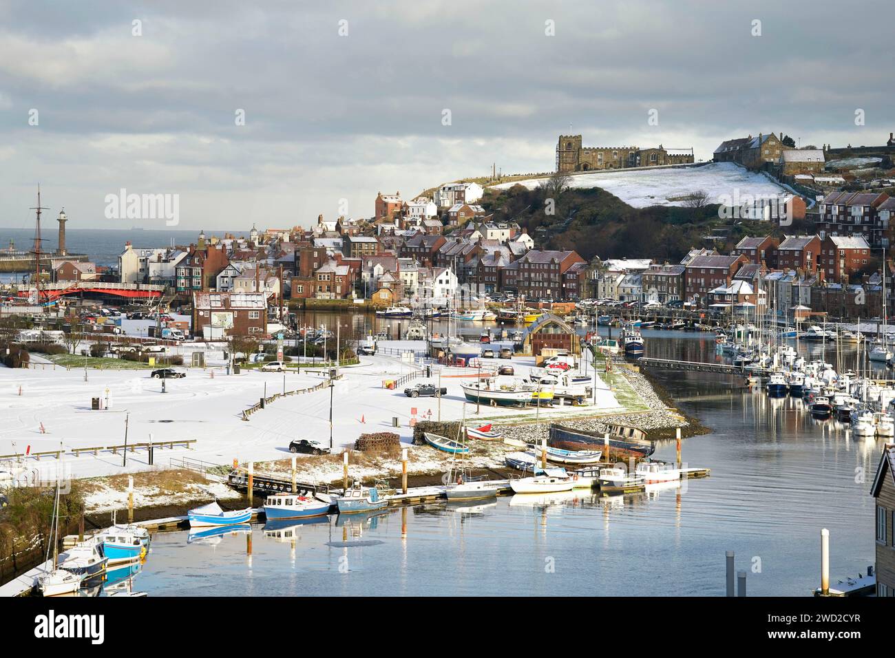Snowy conditions in Whitby. Hundreds of schools are shut, some for a ...
