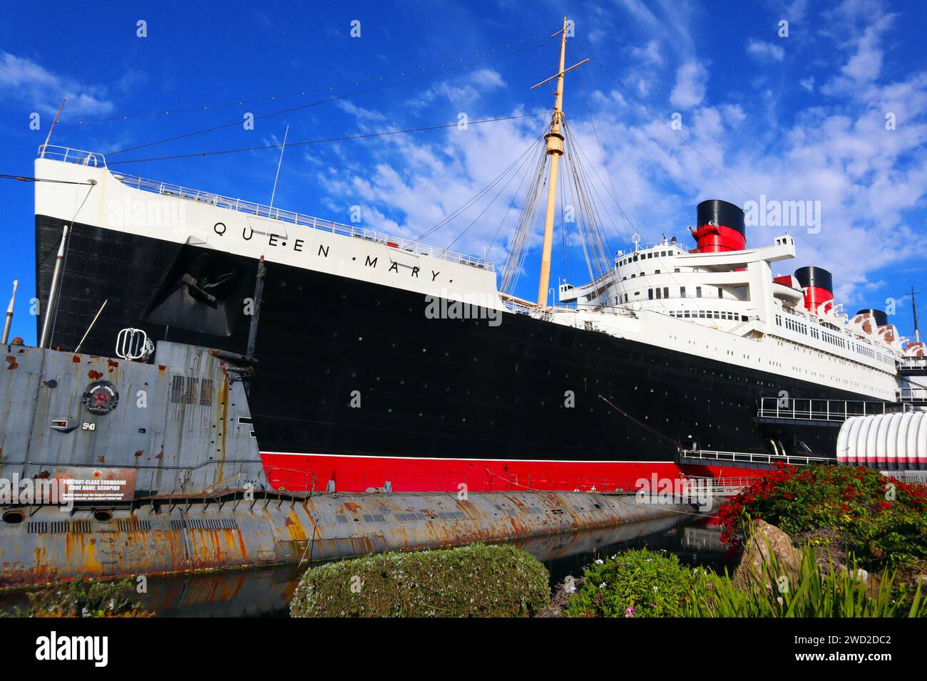 Long Beach, California: Queen Mary Ship. Retired British ocean liner ...