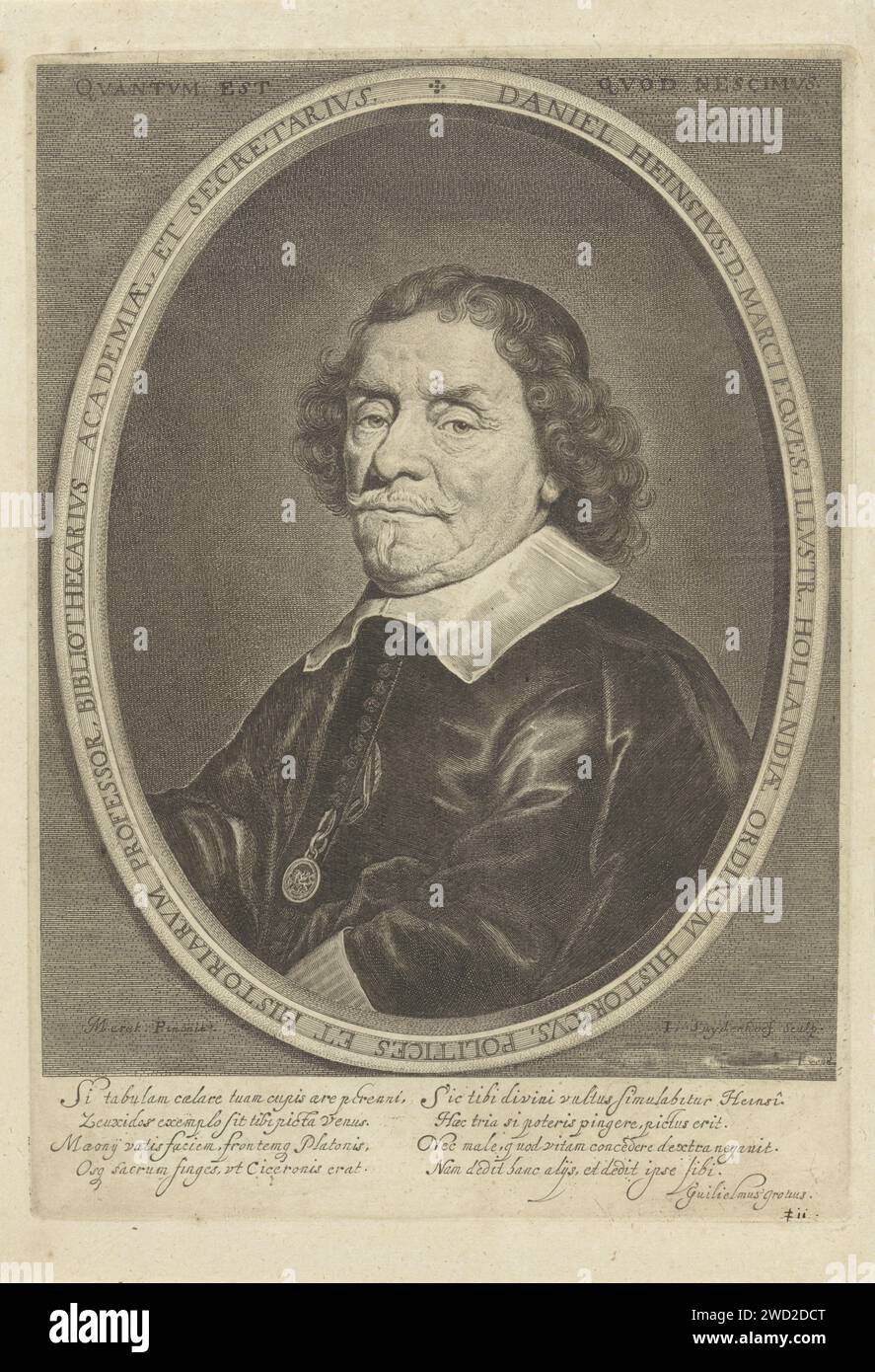 Portrait of Daniel Heinsius, Jonas Suyderhoef, After Jacob Fransz van ...