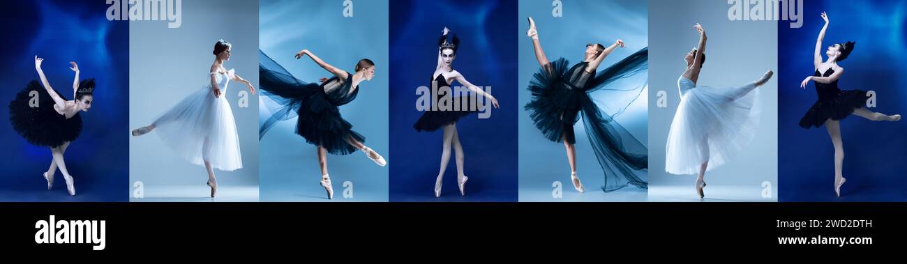 Beautiful young women, professional ballet dancers performing ...