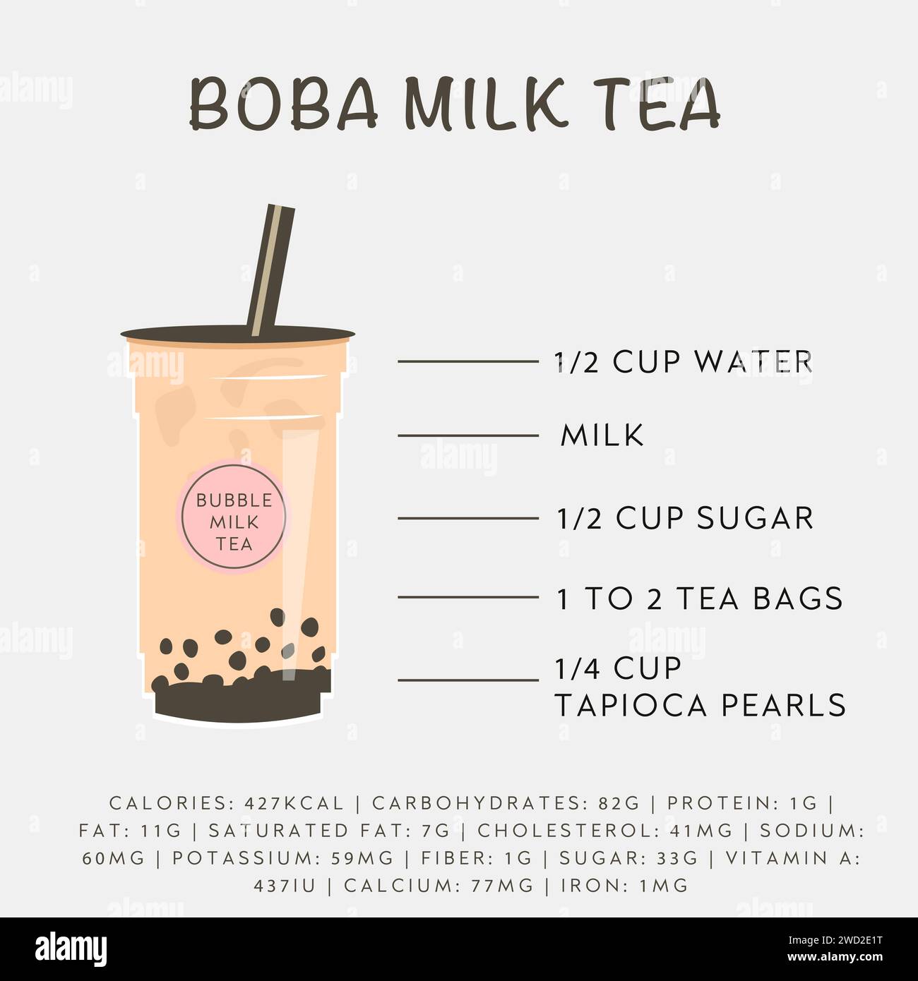 Bubble milk tea recipe and nutrition facts. Banner for taiwanese drink ...