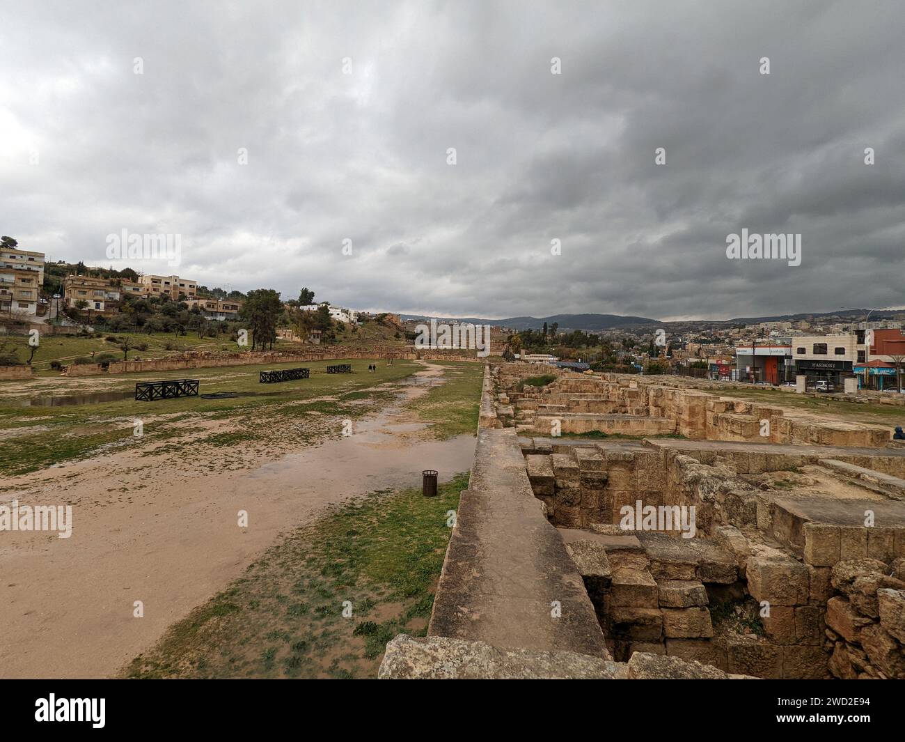 ancient Roman structures in Jerash city,Gerasa, Jordan, hippodrom ...