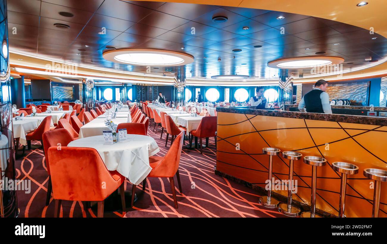 Interior of main restaurant aboard the MSC Seaview cruise ship Stock ...