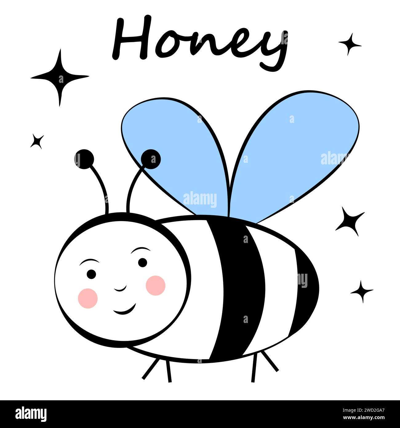Cute bee on white background. Doodle Stock Vector Image & Art - Alamy