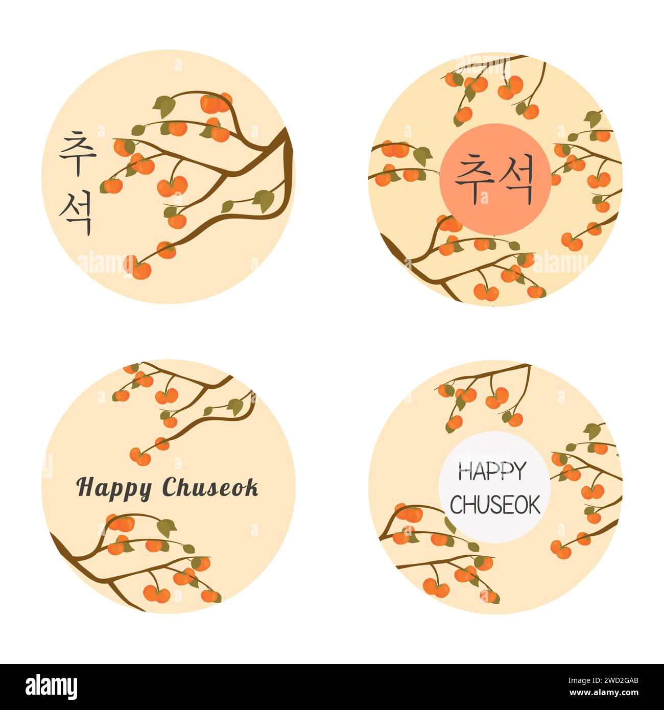 Set of badges element design for Happy Thanksgiving Day in Korea ...
