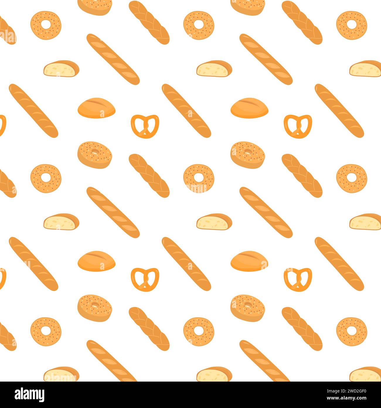 Elegant seamless pattern with different types of bread and delicious ...