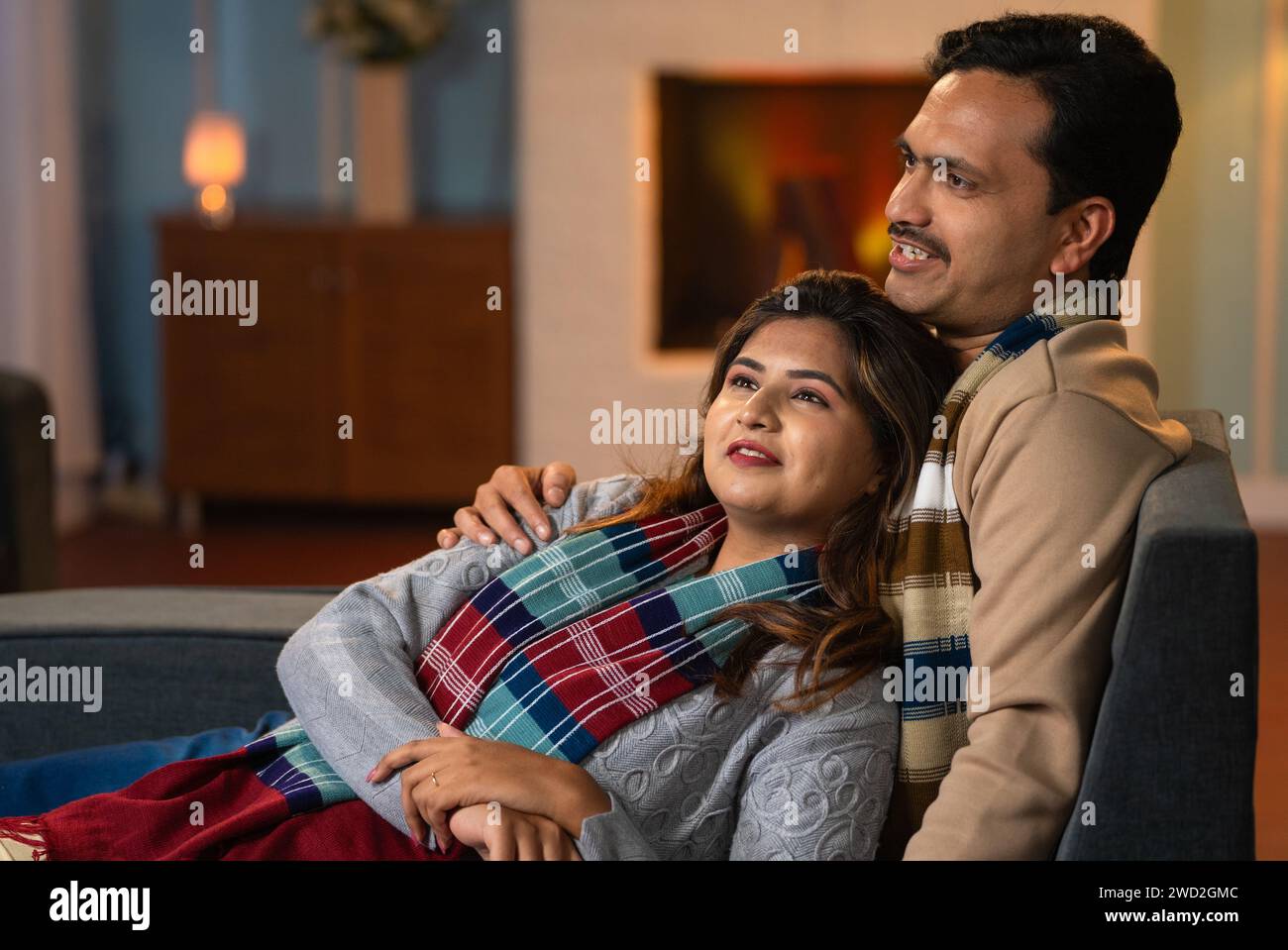 relaxed romantic loving couples spending time together in winter wear ...