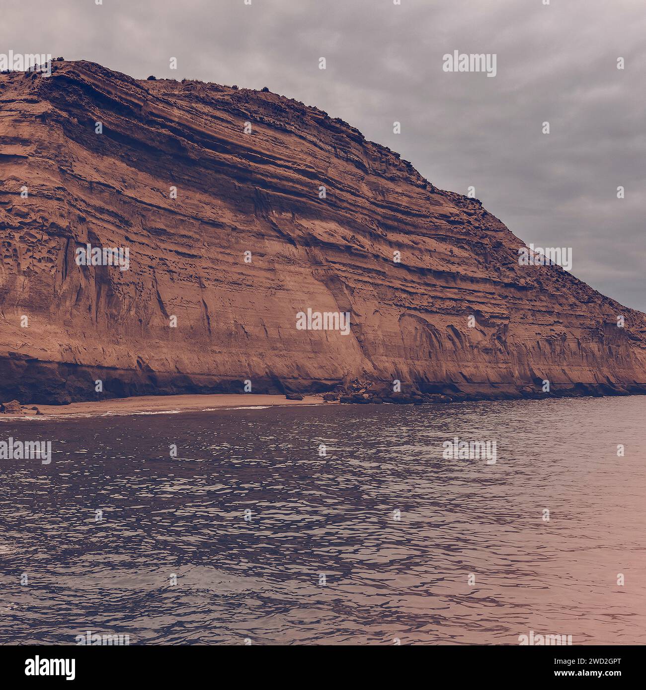 Coastal landscape with cliffs in Peninsula Valdes, World Heritage Site ...