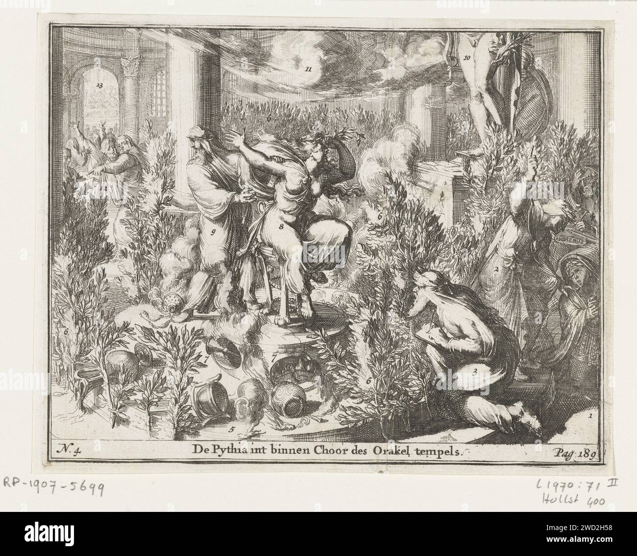 Priestess Pythia in the Temple of Delphi, Romeyn de Hooghe (Attributed ...