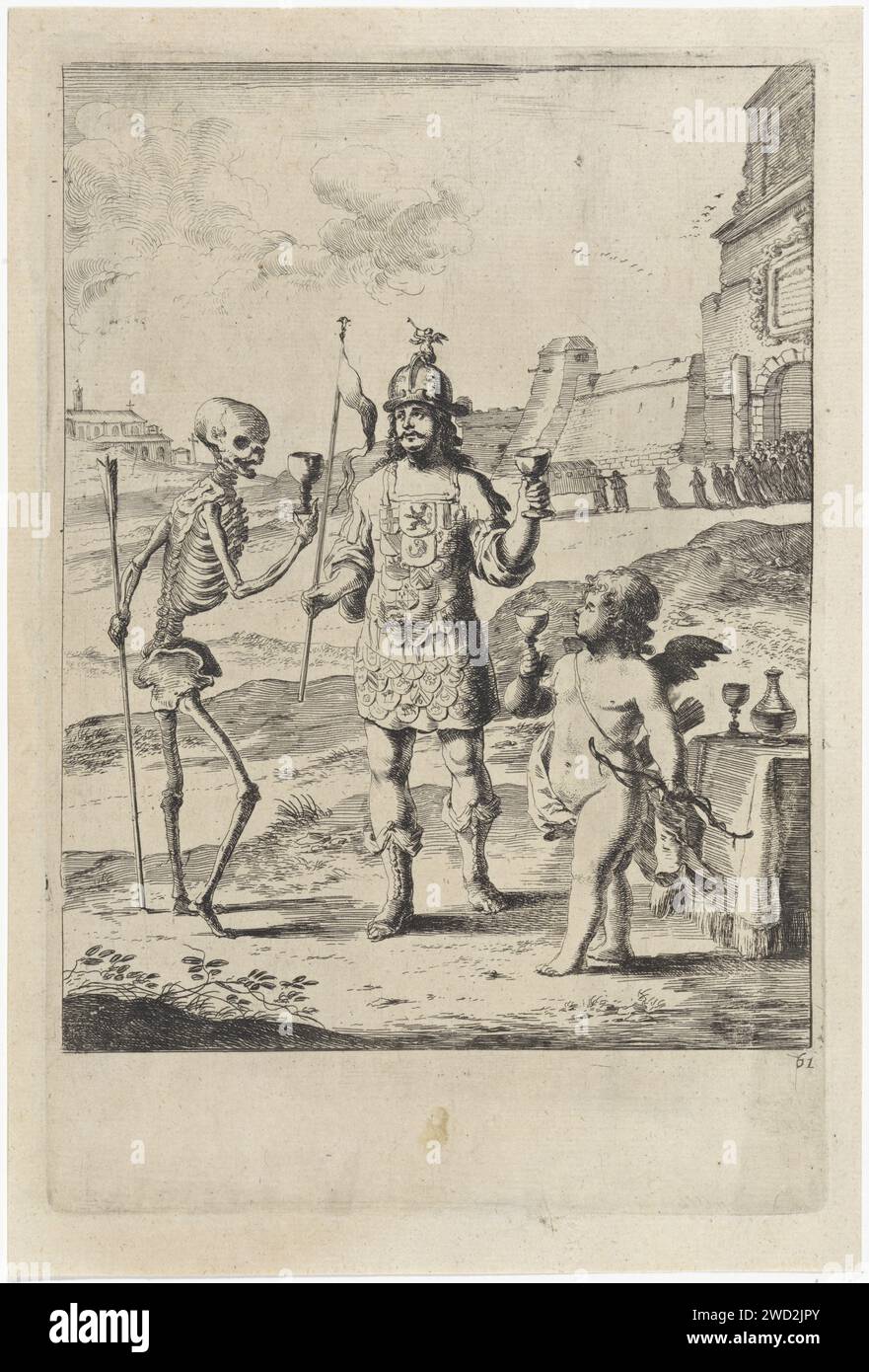 Fable of Cupido, Death and Reputation, Dirk Stoop, 1665 print Death ...