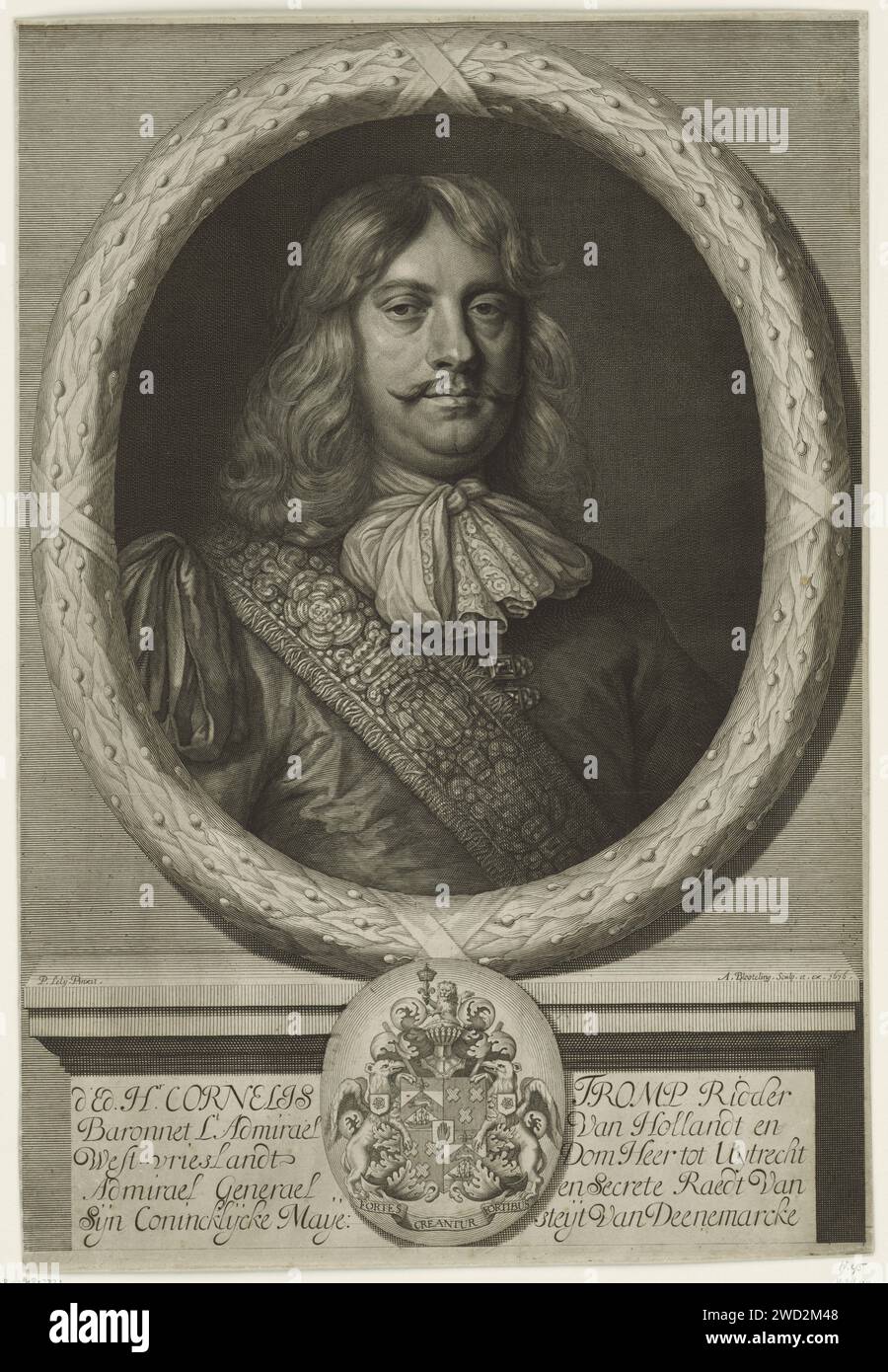 Portret van Cornelis Tromp, Abraham Bloteling, after Peter Lely (Sir), 1676 print London ...