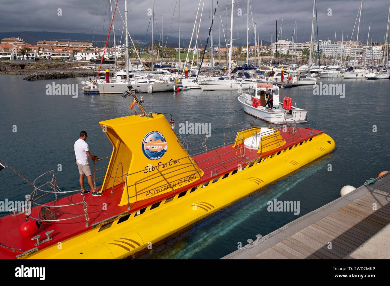 Submarine Safaris' submarine 'Sub Fun Cinco' being towed from its ...