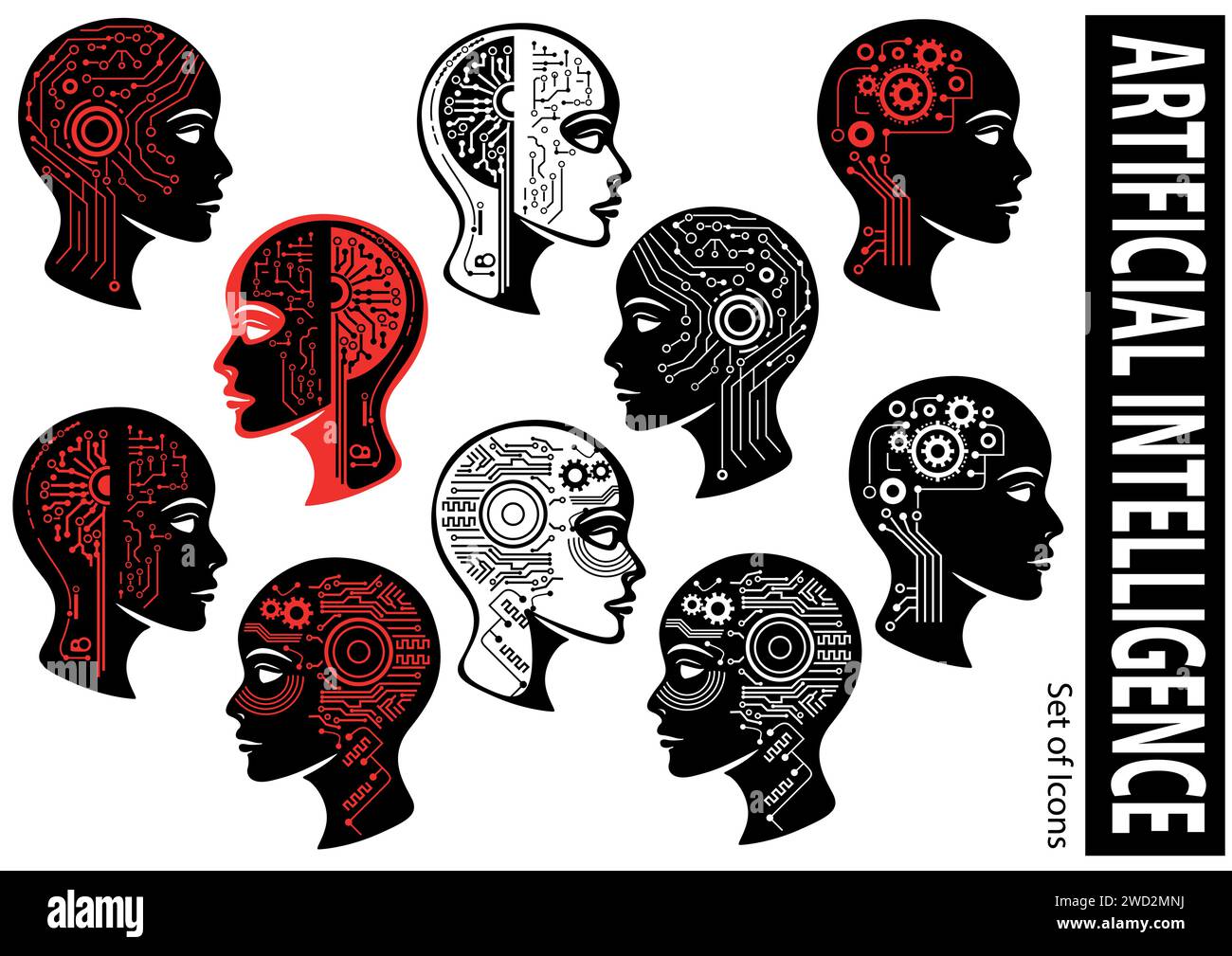 Set artificial intelligence icons Stock Vector Images - Alamy