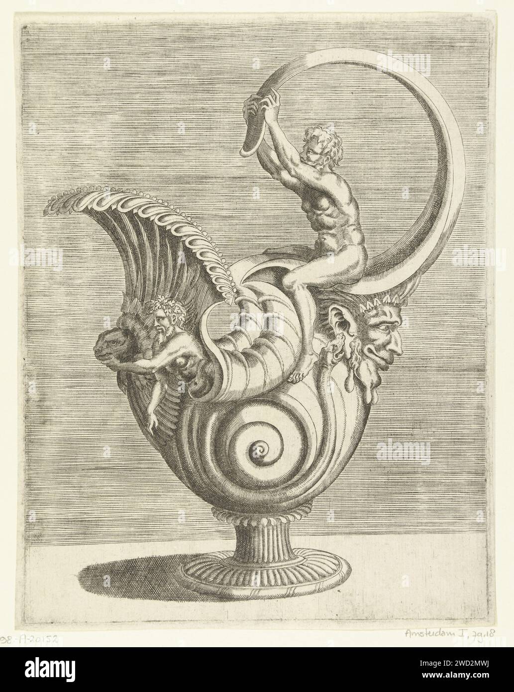 Can in the form of a snail house, Balthazar van den Bos, after Cornelis ...